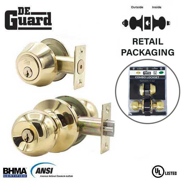 Premium Combo Lockset - Polished Brass - Entrance - Retail Packaging ...